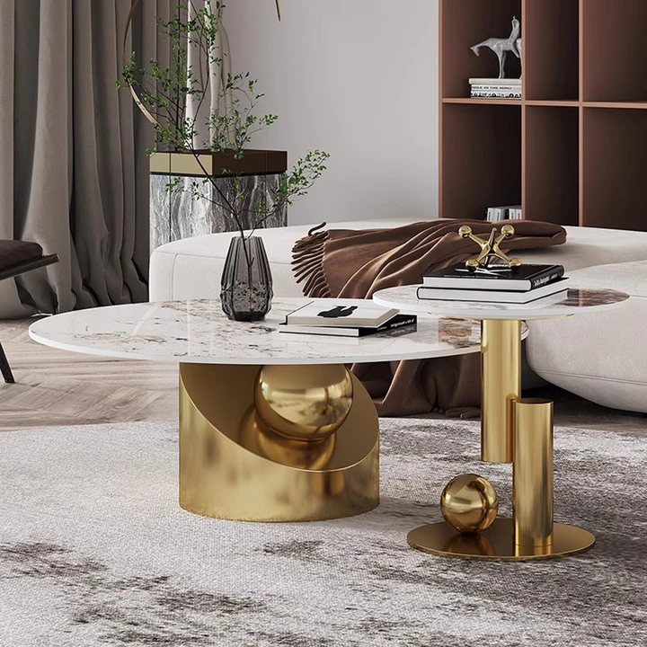 Italian Designed Coffee Table Marble Top and Stainless Steel Gold – La ...