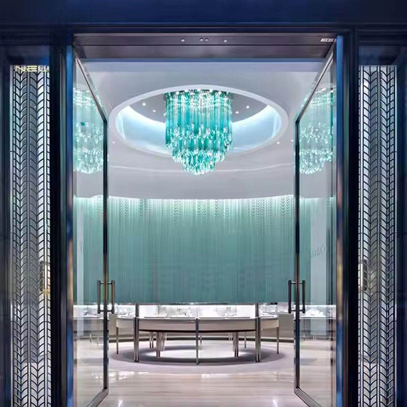 Vintage Long Glass Chandelier – Custom LED Pendant Light for Hotel Lob ...