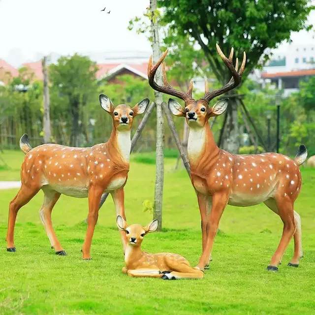 Deer Statues Life-Size Outdoor Garden Fiberglass Animal Sculpture – La ...