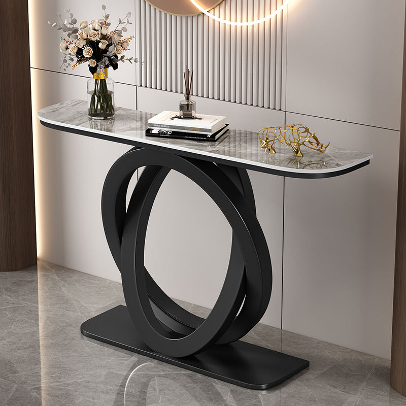 Light Luxury Rock Slab Entrance Counter Italian Style Semi-circular En ...