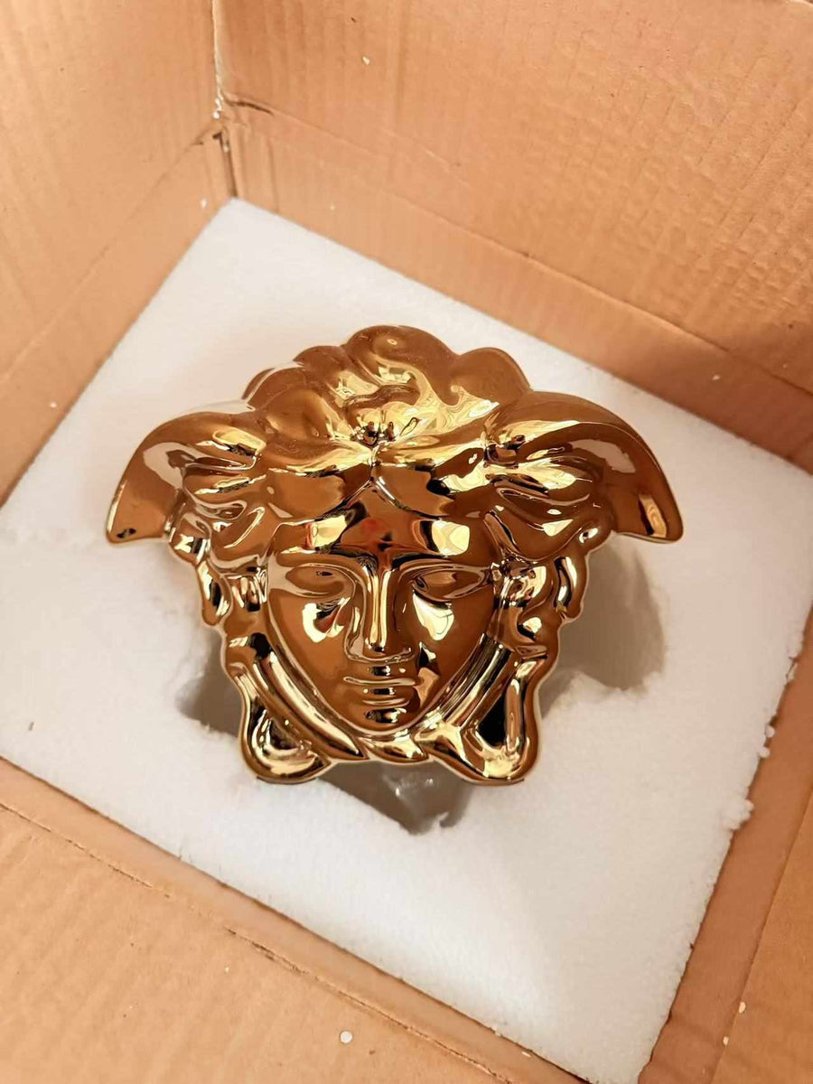 Black Gold and White Gold Medusa Versace Bed Side Table Lamp – La Moderno