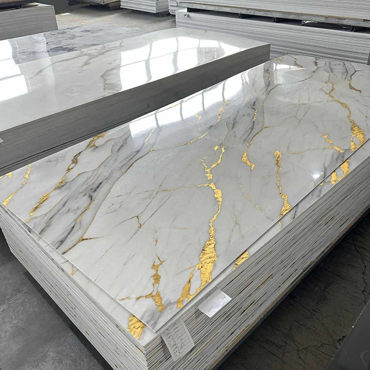 PVC Calcium Powder Gold Marble Exterior Wall Decorative Panel Indoor ...