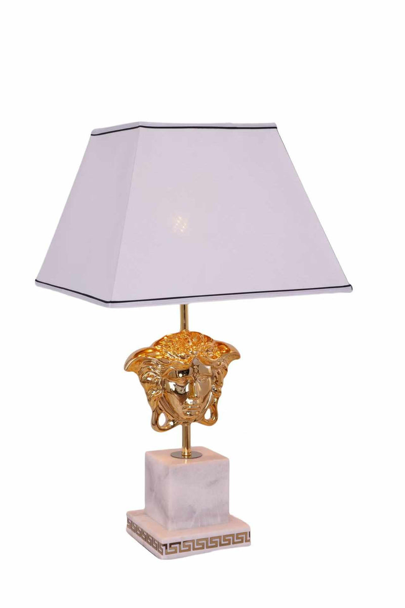 Black Gold and White Gold Medusa Versace Bed Side Table Lamp – La Moderno