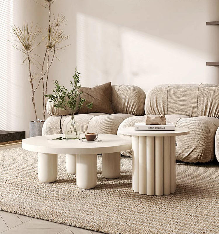 Luxury Modern Living Room Coffee Table – White Center Table with Stain ...