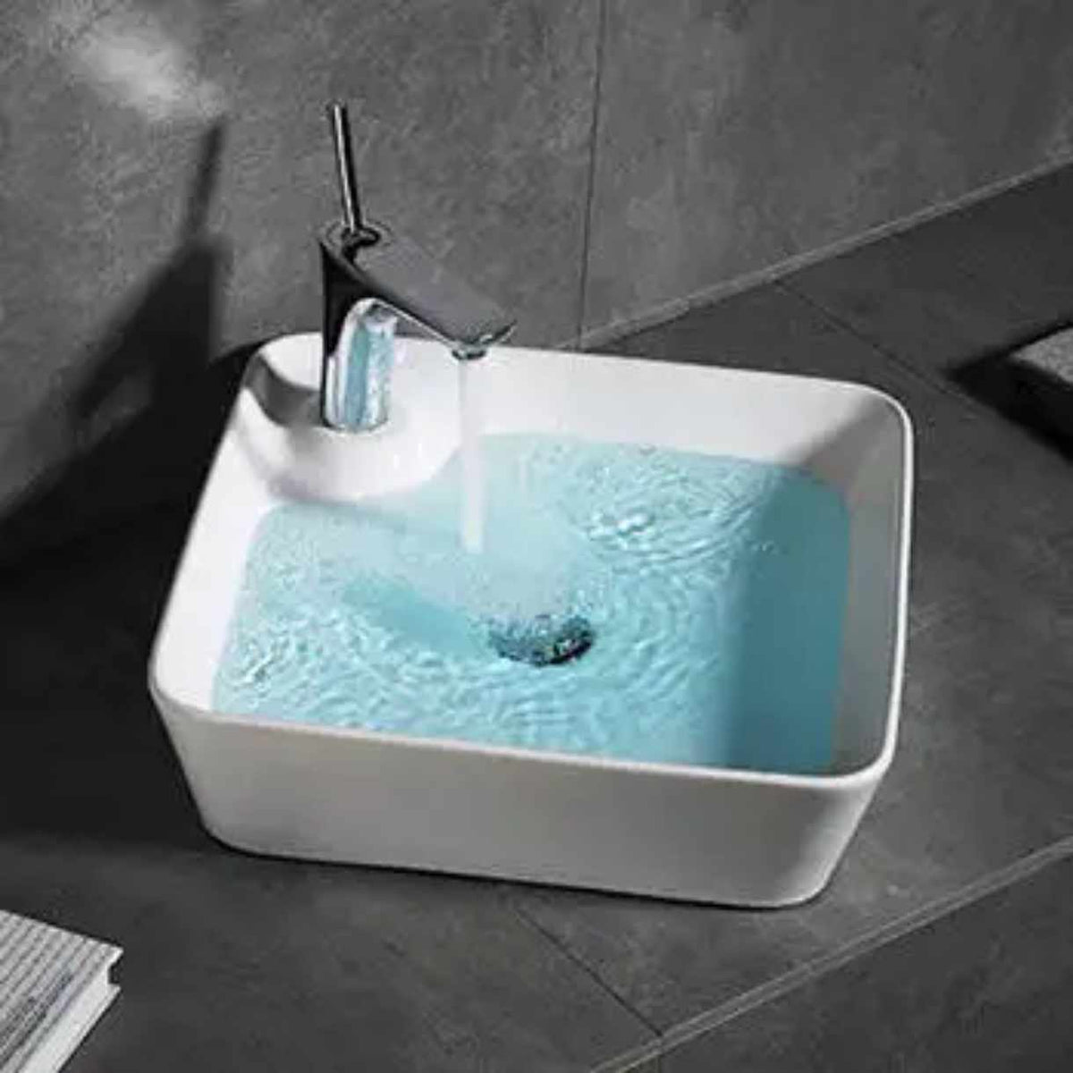 White Square Basin Porcelain Tabletop Countertop Sink – La Moderno