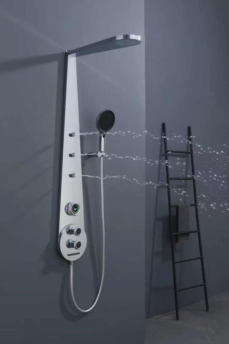 Wall Mounted Smart LED Shower Panel – Digital Display Rainfall & Waist ...
