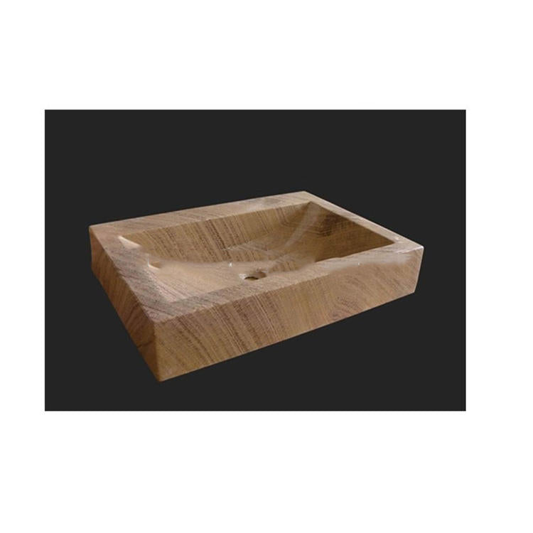 Wooden Stone Bathroom Sink – Handcrafted Natural Stone Basin with Wood ...