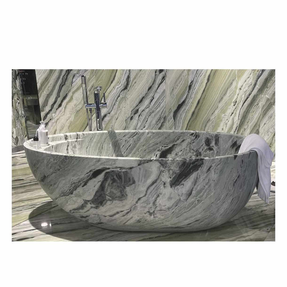 Real Green Marble Bathtub – Luxury Freestanding Stone Soaking Tub – La ...