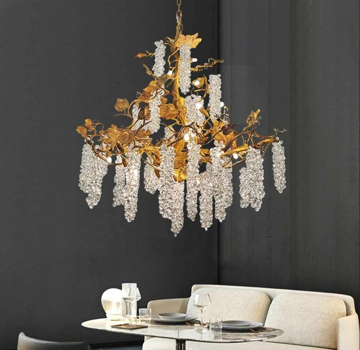 Crystal Grapevine Chandelier A Golden Cascade of Light and Sparkle Ill ...