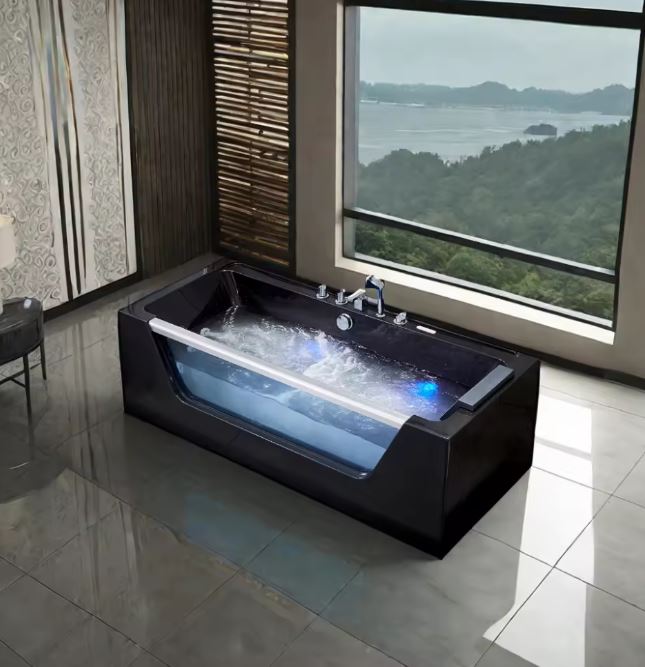 Single Seater Luxury Black Glass Acrylic Jacuzzi – La Moderno