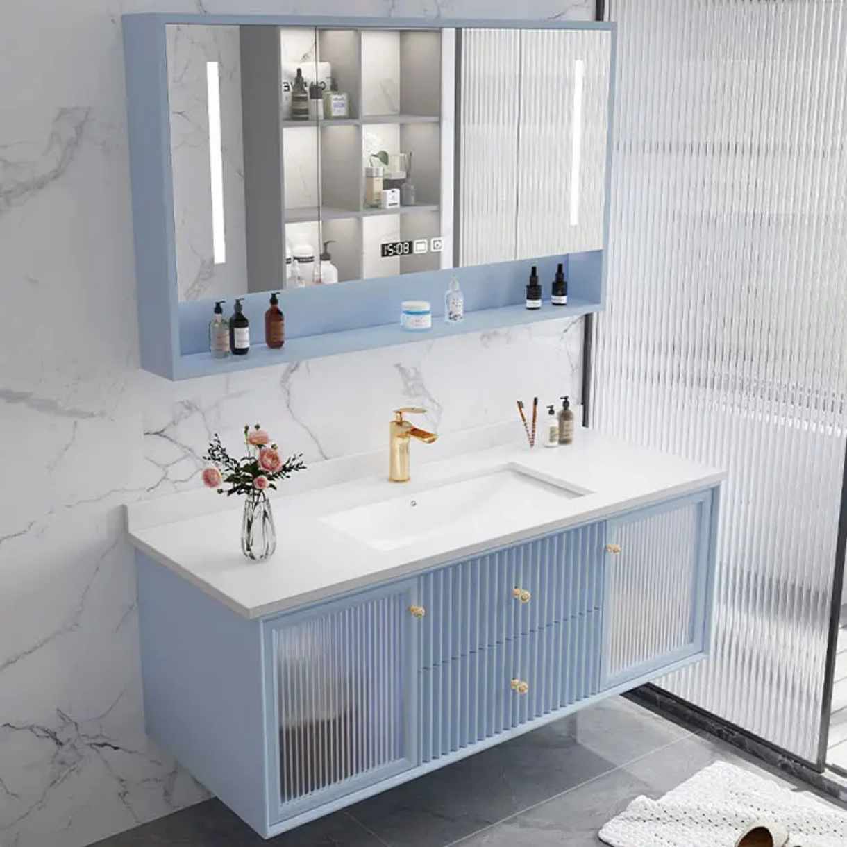 Minimalist Wash Basin Cabinet Custom Mirror Shape and Size Set – La Moderno