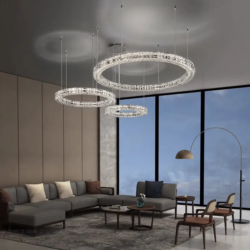 40,50,80cm Set Chandlers Lights Modern Golden Rings Chandelier Lightin ...