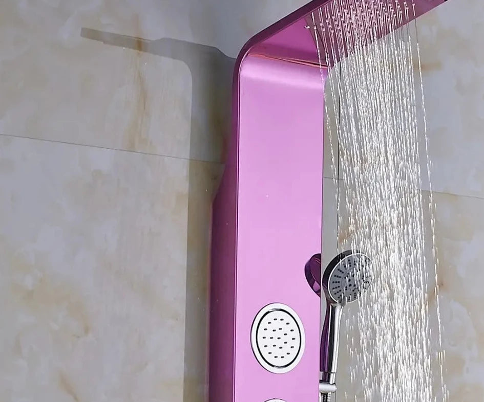 Stainless Steel Pink Shower Panel with Shower System – La Moderno