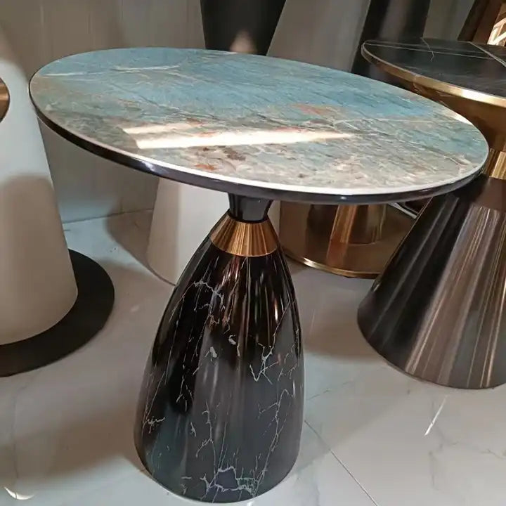 Luxury Modern Blue Marble Top Living Room Side Table – La Moderno