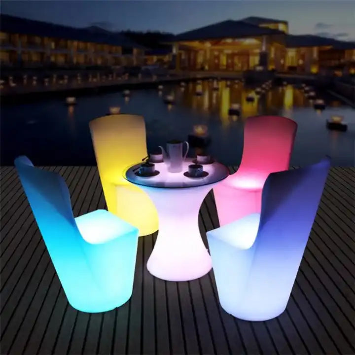 Illuminated Chair and Bar Set Furniture 40cm 3d Led Flashing Cube Seat ...