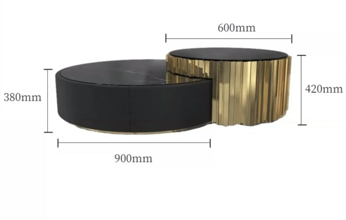 Luxury European Coffee Table Hotel Black and Gold Stainless. Steel Cen ...