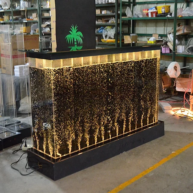 Led illuminated glowing water bubble wall bar counter for night club ...