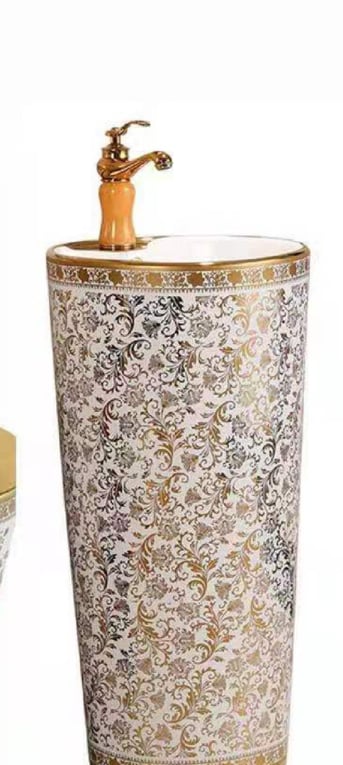 Pedestal Stand alone Hand Wash Basin Gold Design Bathroom accessories ...