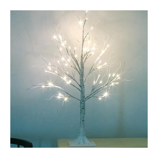 200 CM LED White Decorative Birch Grove Artificial Tree Lights White T ...
