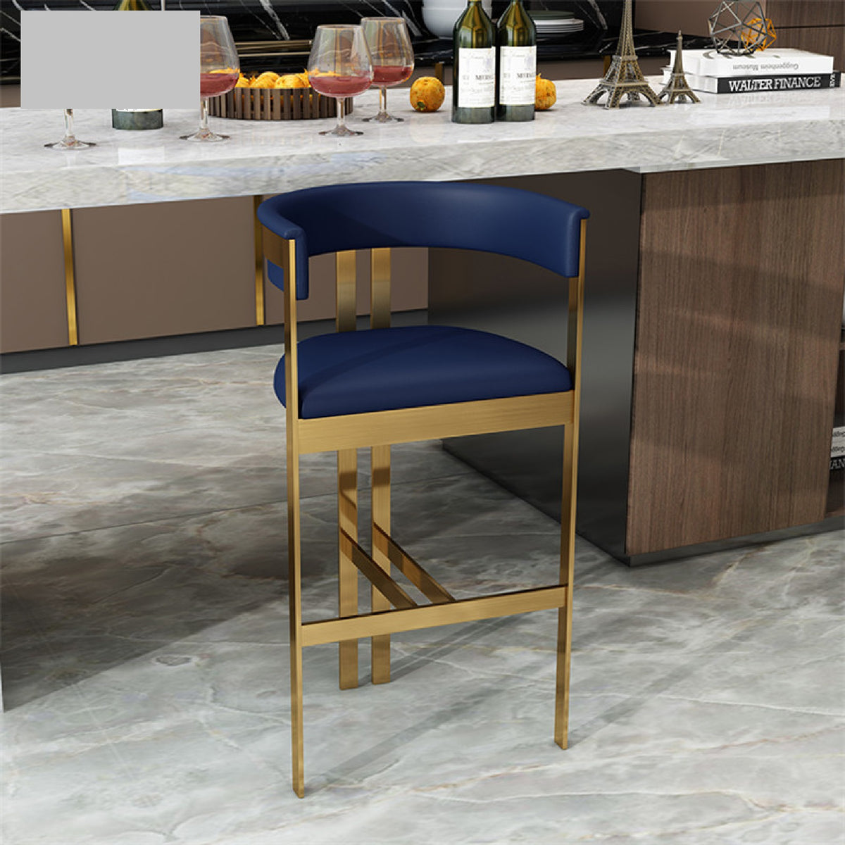 Modern gold swivel metal leather high chair furniture, gold chair stai ...