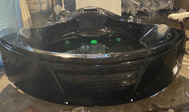 Black Side Jacuzzi for 2 person with Jet Massage,Air Bubble, Control P ...