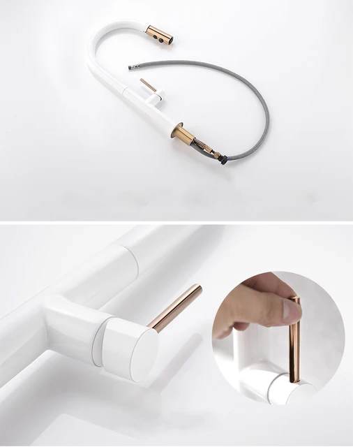 Pull-out Sensor Touch Faucet Hot and Cold Smart Mixed White Gold Autom ...