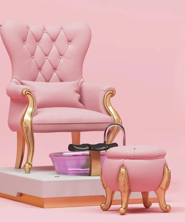 Pink throne chair luxury foot spa bowl modern pedicure station – La Moderno