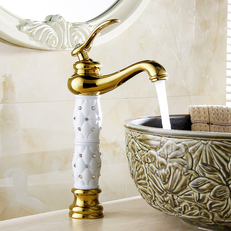 Gold and White Elegant Hot and Cold-Water Basin Faucet – La Moderno
