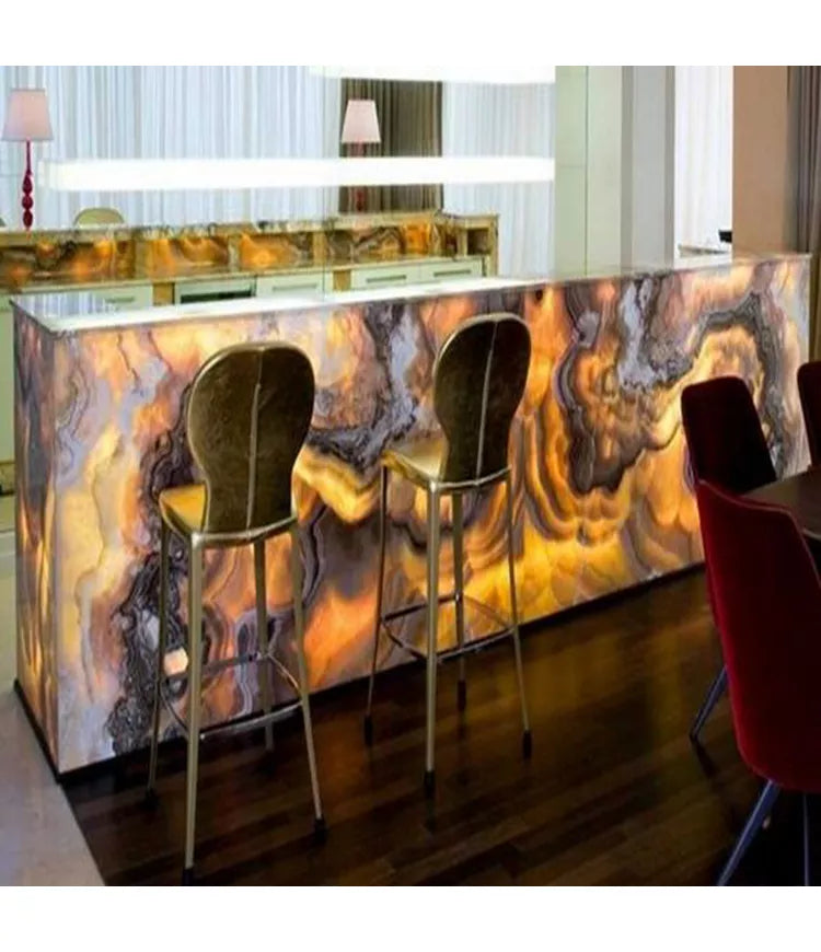 backlit onyx stone design solid surface bespoke bar counter – La Moderno