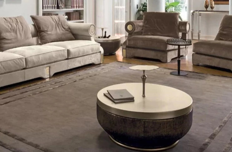 Italian luxury marble coffee table round stainless steel coffee tables ...