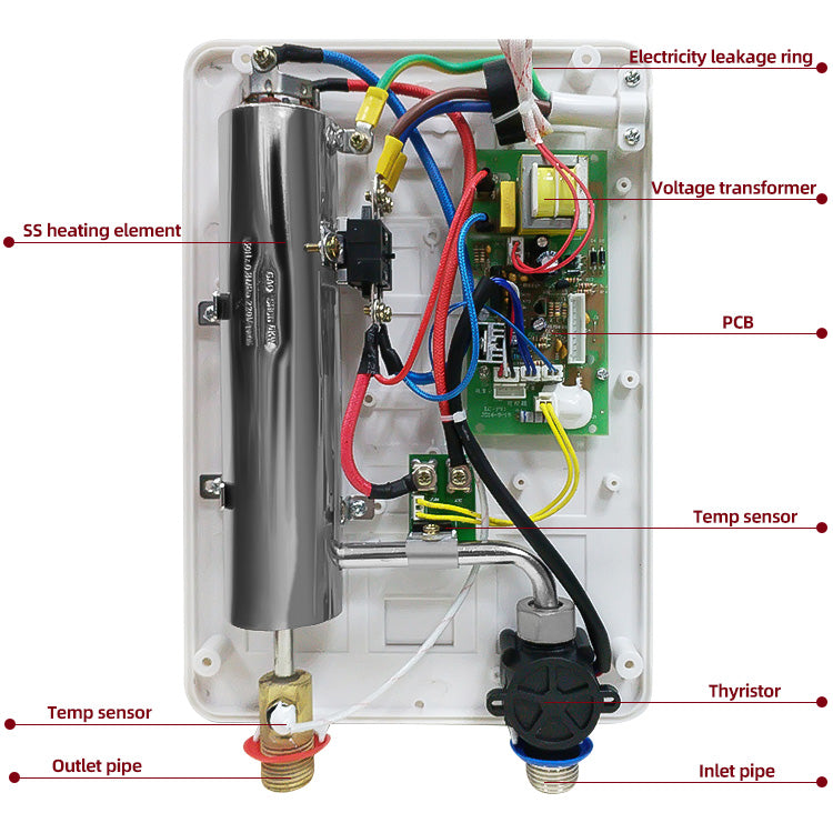 Gold Remote Control LED Temperature Display Instant Electric Tankless ...