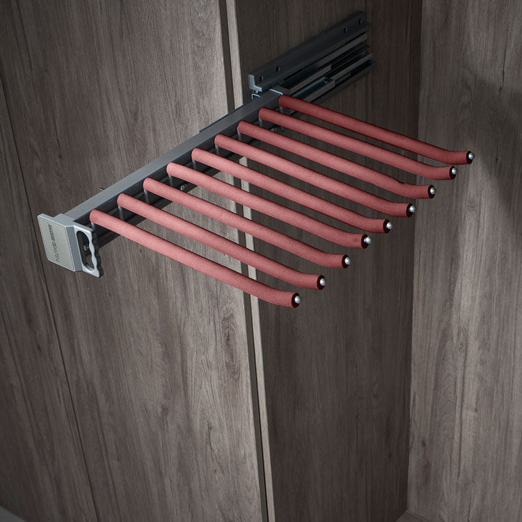 Pull Out Closet Pants Hanger Bar Steel SIDE Mounted Trousers Rack Clot ...