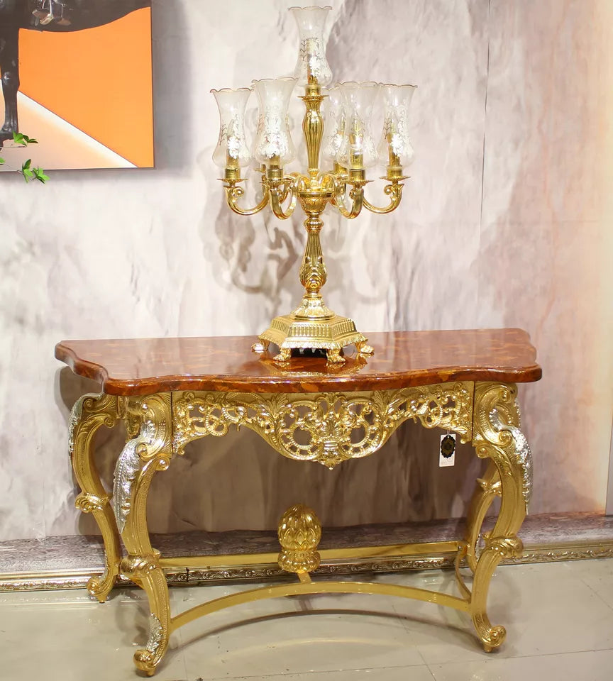 Retro Luxury Porch Italian Classic Console Golden Copper Corridor Cons ...
