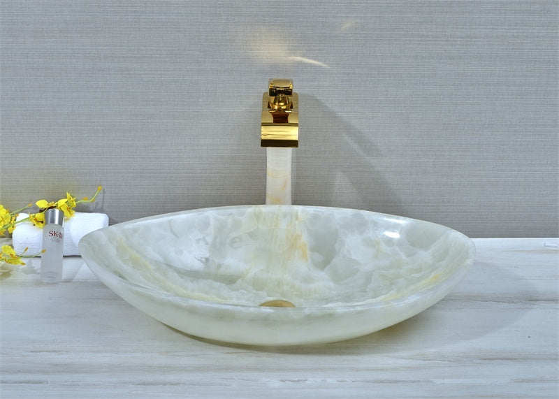 Oval Shape onyx marble white modern luxury marble sink – La Moderno