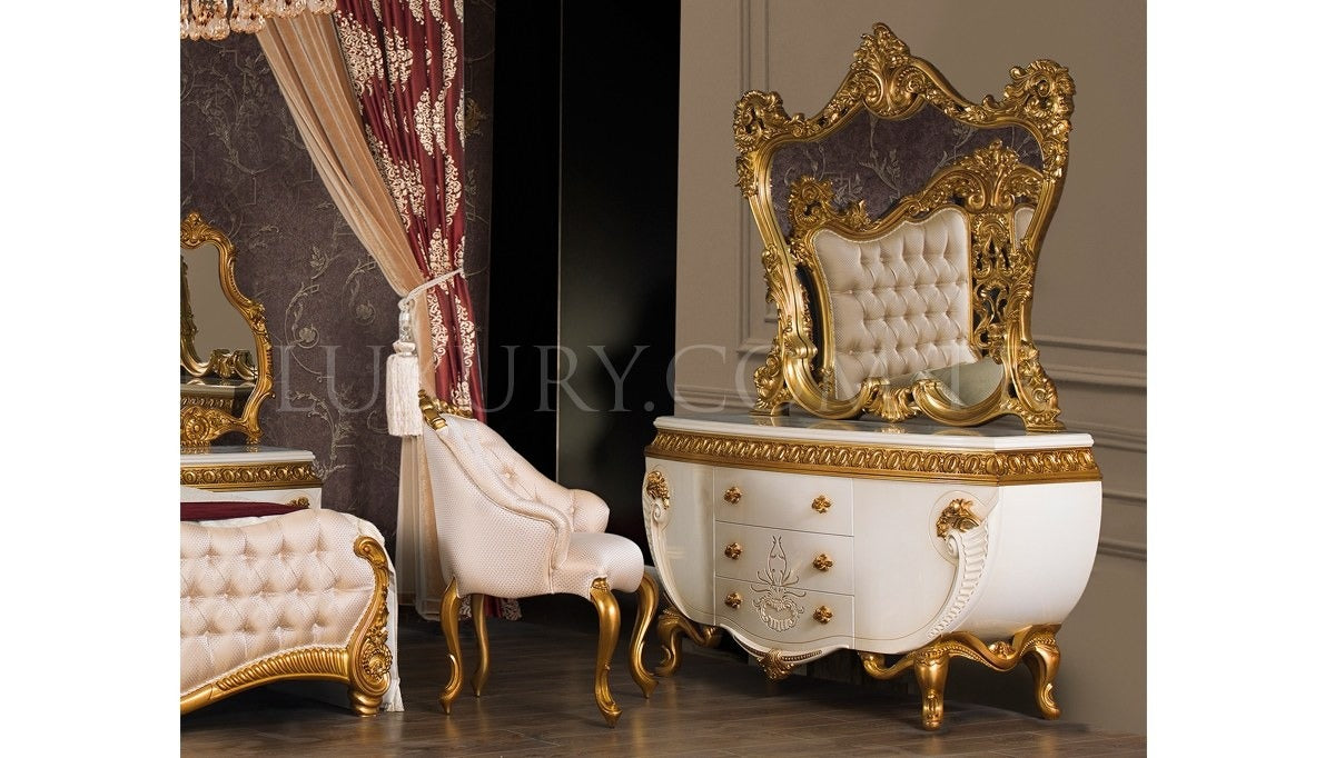 Luxury unique Made European Rococo Gold Leafing Style bed Royal Imperi ...