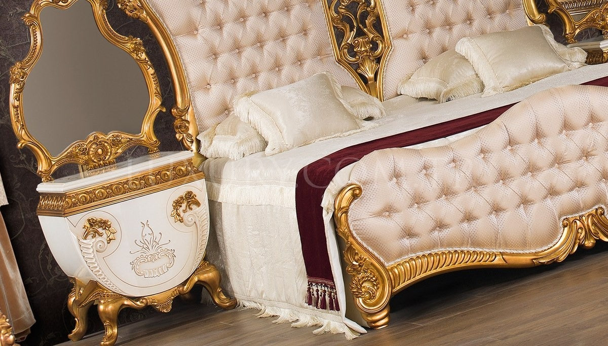 Luxury unique Made European Rococo Gold Leafing Style bed Royal Imperi ...