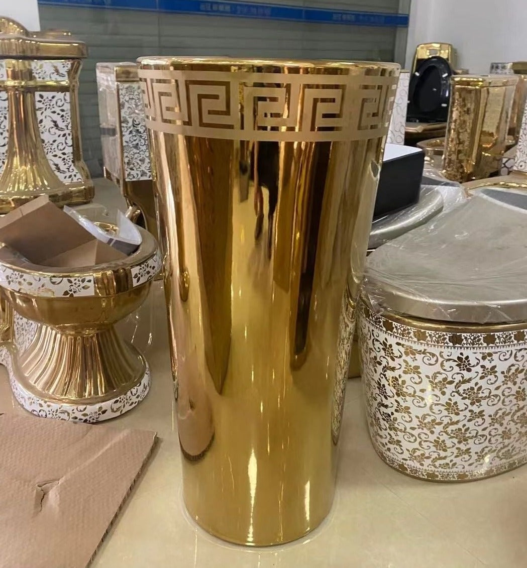 Luxury Pedestal Wash Basin Sink Versace Electroplated – La Moderno