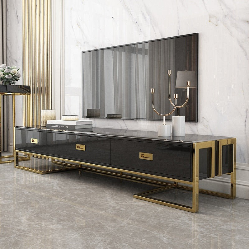Modern light luxury three draw four draw tempered glass surface and st ...